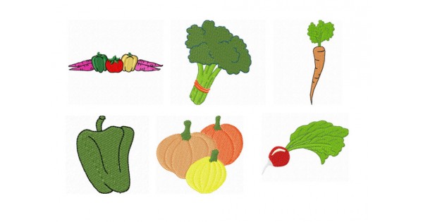 Vegetables Embroidery Design Set 6 Designs