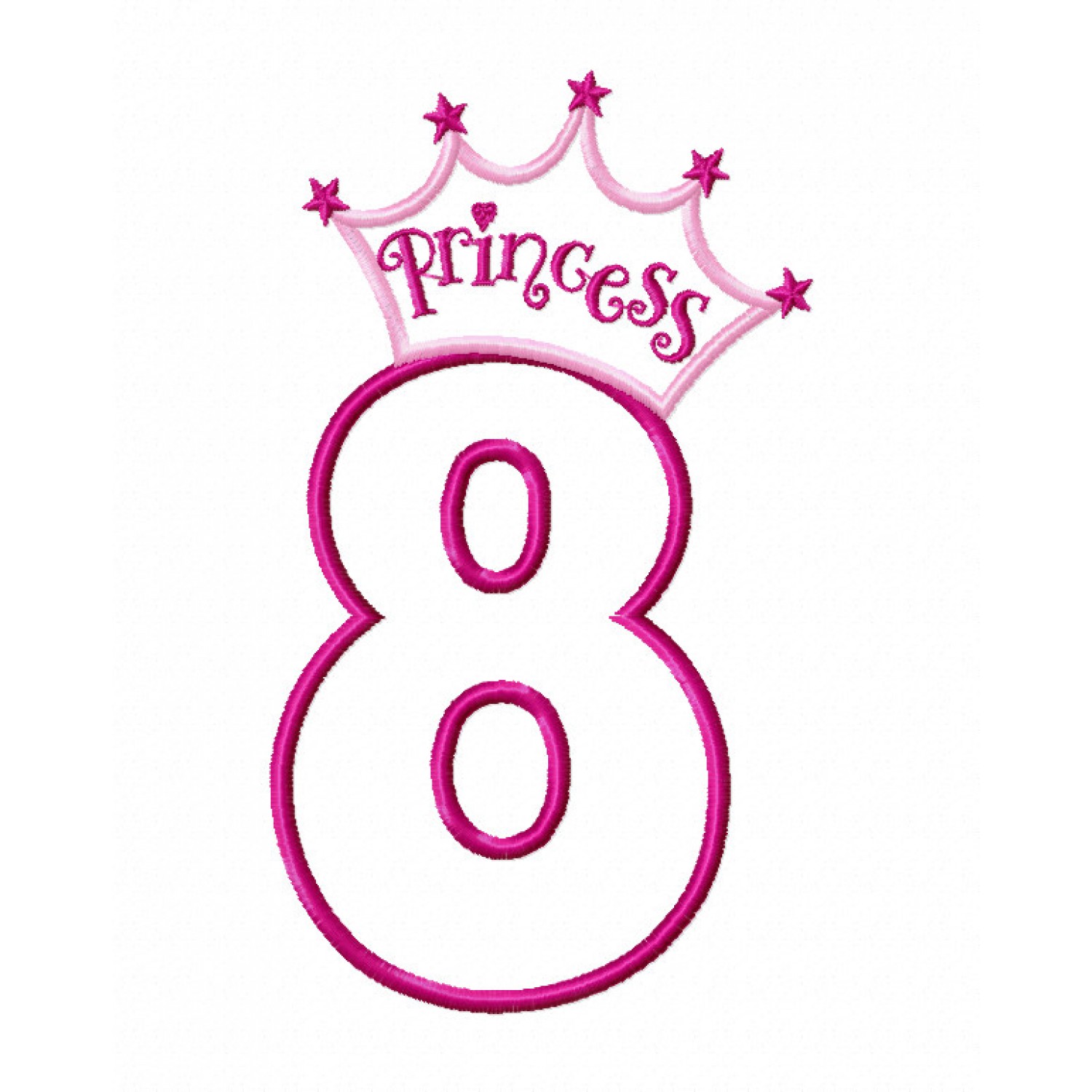 Crown Princess Birthday number 8 Embroidery Design