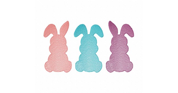 Bunny Trio Embroidery Design 5x7 (PES, DST) Instant Download