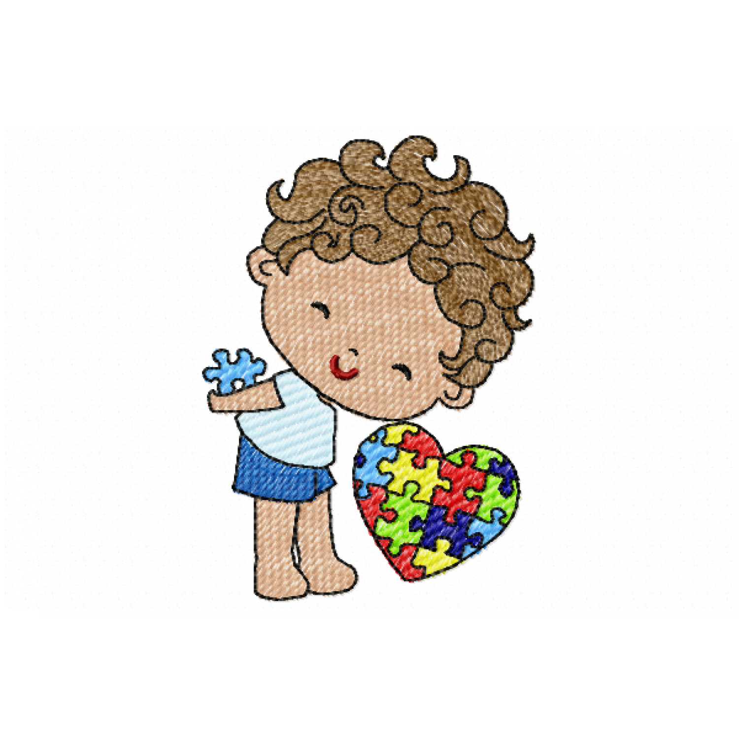 Autism boy Embroidery Design