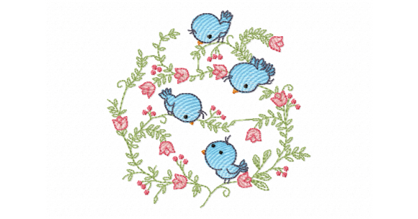 Blue Birds Embroidery Design