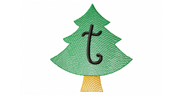 Christmas Tree Letter T Embroidery Design – Festive Monogram for ...