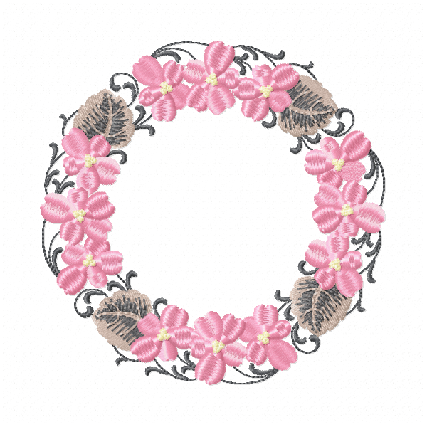 Rose Circle Frame Embroidery Design 5x7 (PES, JEF)