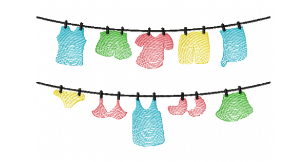Free Clothes line Embroidery Design 5x7 (PES, JEF) Instant Download