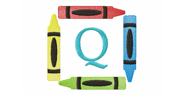 Crayons Frame Monogram Embroidery Design – Back to School Alphabet