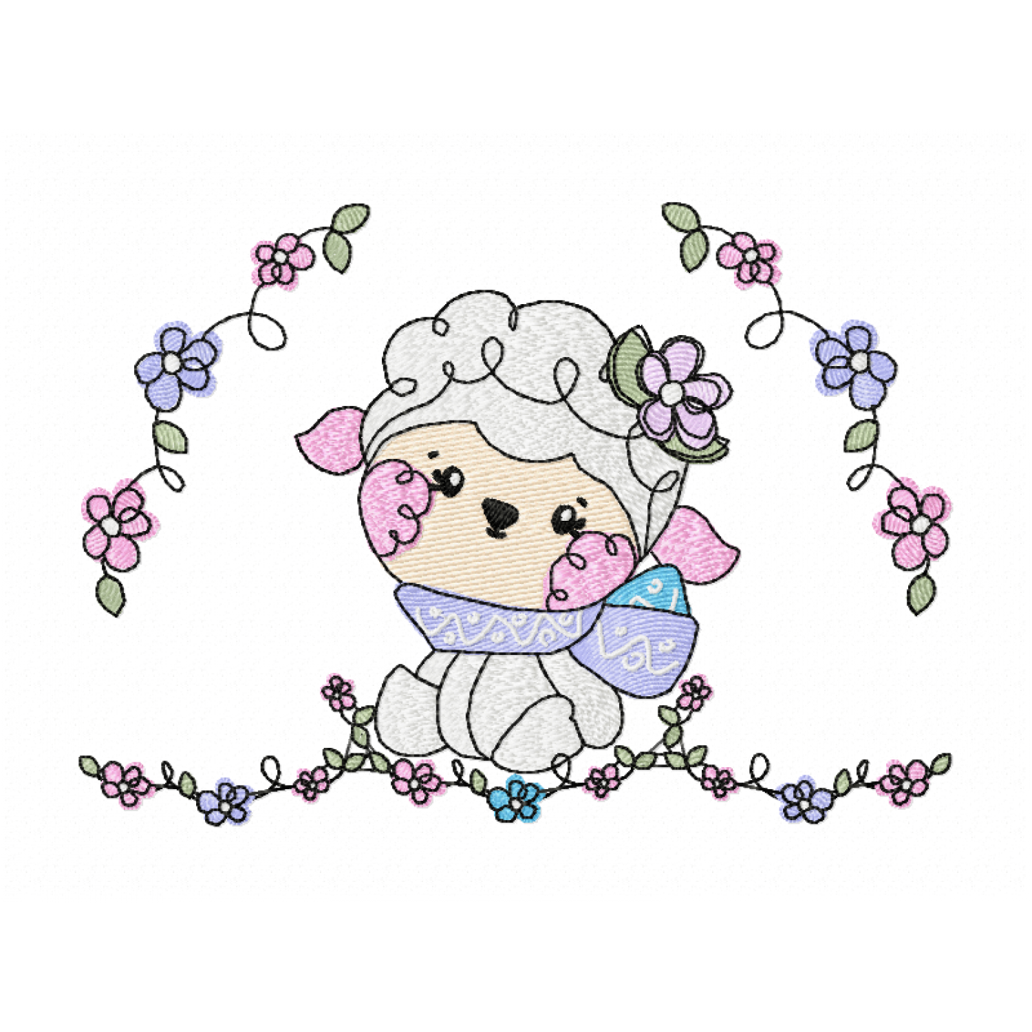 Cute sheep Embroidery Design