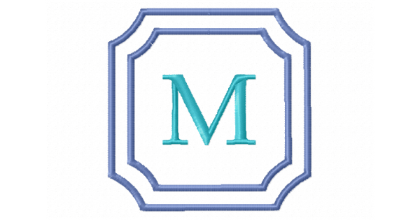 Double Framed Monogram Letter M Embroidery Design 4X4