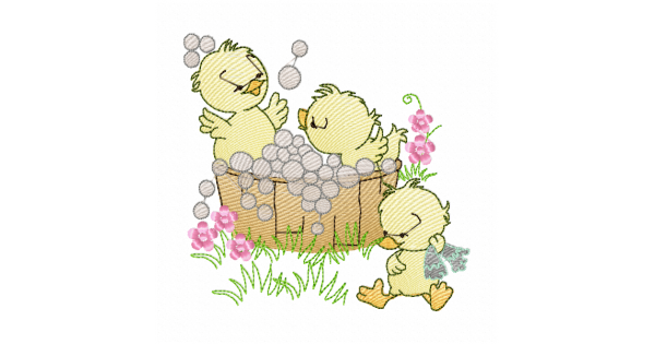 Ducklings Embroidery Design