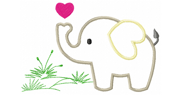 Elephant applique Free Embroidery Design 5x7 PES JEF