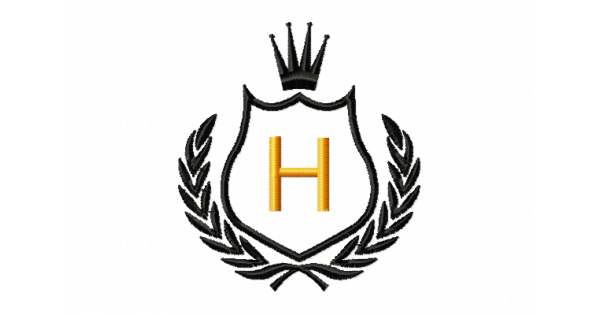 Free Royal Crest Letter H Embroidery Design 4x4 | Elegant Monogram H