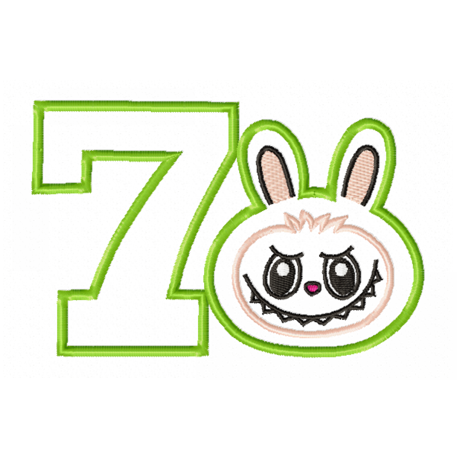 Labubu Birthday Number 7 Free Embroidery Design | Download Cute Applique