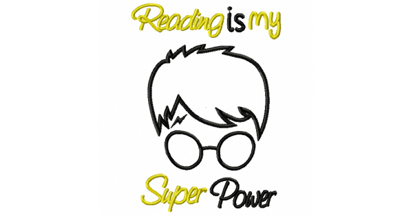 Reading is My Super power Embroidery Design