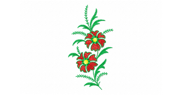 Red Flower Embroidery Design – Elegant Floral Machine Embroidery Pattern