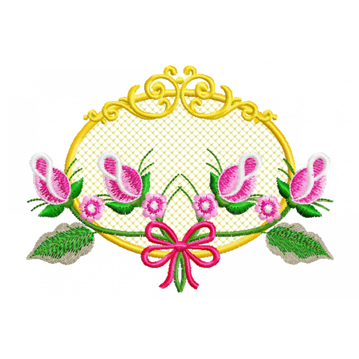 Rose frame Embroidery Design