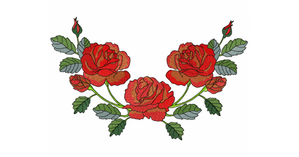Red Rose Garland Embroidery Design 7x12 (PES, DST) Instant Download