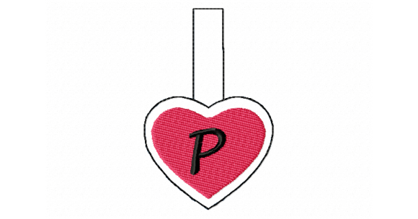 Snap Tab Heart Letter P ITH In The Hoop Embroidery Design – Key Fob ...