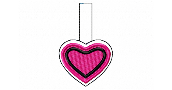 Snap Tab Heart Embroidery Design
