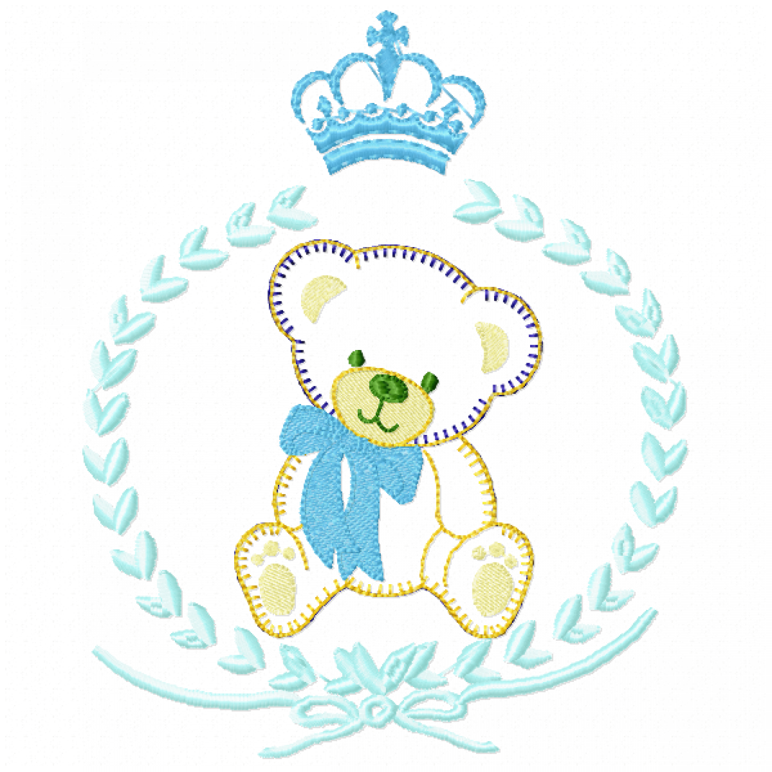 Teddy bear with crown Embroidery Design