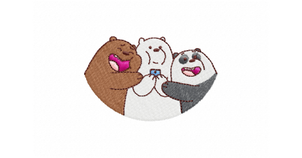 Cartoon Three Bears Embroidery Design 4x4 (PES, JEF) Instant Download