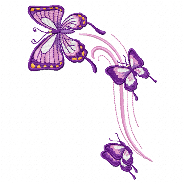 Three butterflies Embroidery Design