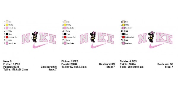 Minnie Mouse And Logo Sports Embroidery Design 3 Sizes